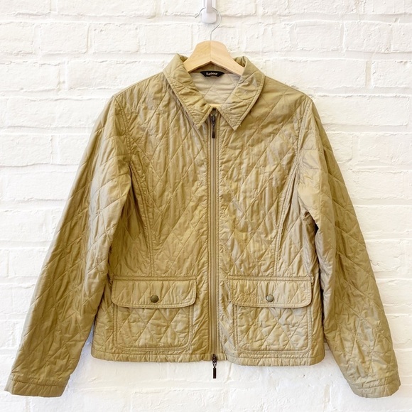Barbour | Jackets & Coats | Barbour Double Zip Quilted Jacket Tan Gold ...